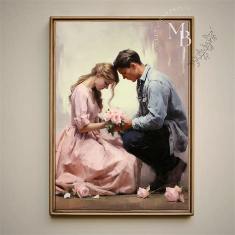Romantic Couple Art Valentines Day Print Wall Art Valentines Day