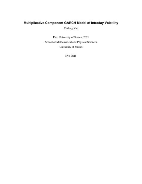Pdf Multiplicative Component Garch Model Of Intraday Volatility