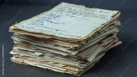 A Stack Of Index Cards With Neat Handwriting And Bullet Points Stock