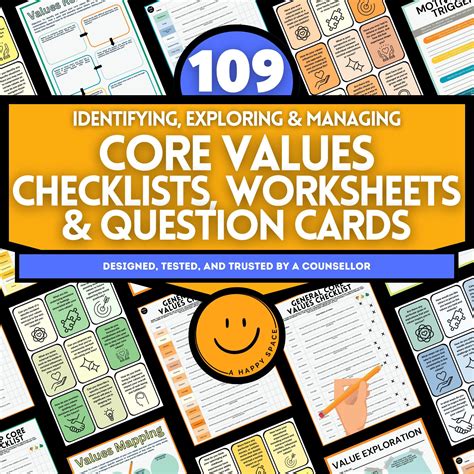 Core Values List Therapy Worksheets Core Values Personal Core Values