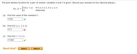 Solved The Joint Density Function For A Pair Of Random Chegg