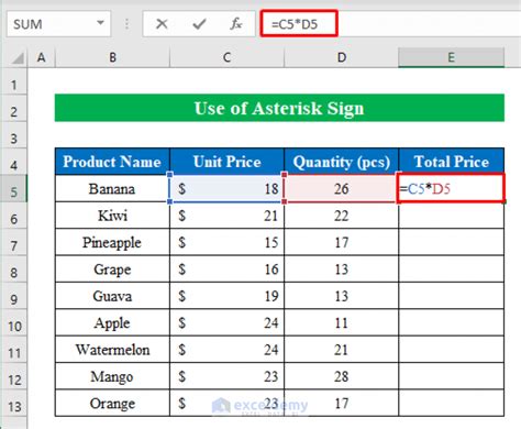 Excel Formulas Of Multiplication At Lyle Sheller Blog