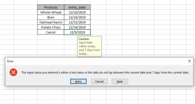 Validate Dates Within Next Days In Data Validation Excel