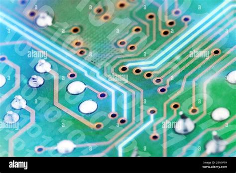 Futuristic Electronic Circuit Board With Binary Code Network And Big