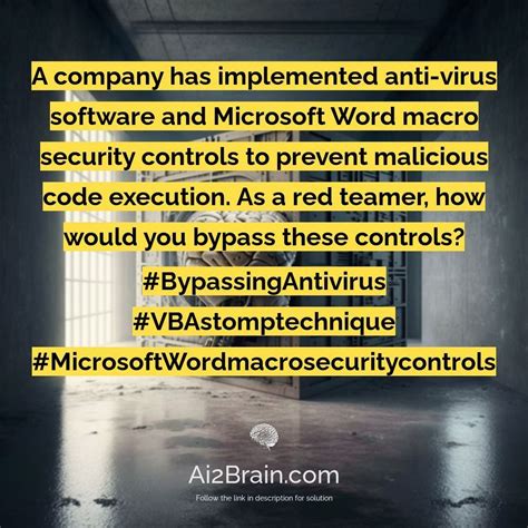 A Company Has Implemented Anti Virus Software And Microsoft Word Macro Security Controls To