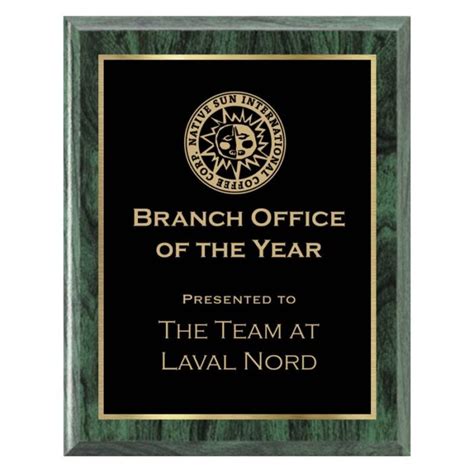 Plaque 8x10 Green And Gold Laser Personalized Trofeo Expert