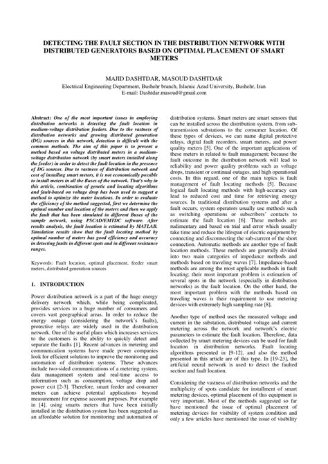 pdf detecting the fault section in the distribution network with