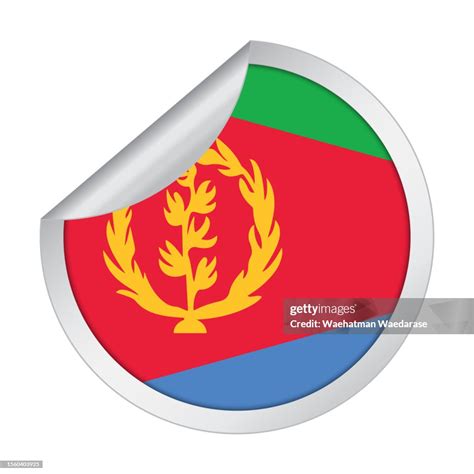 Eritrea Sticker Flag Icon With Peel Off Corner Isolated On White