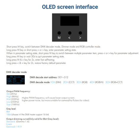 DMX Decoder V DC A Channel Channels OLED Display