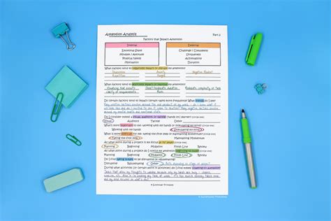 Attention Analysis Printable Focus Worksheets Productivity Etsy