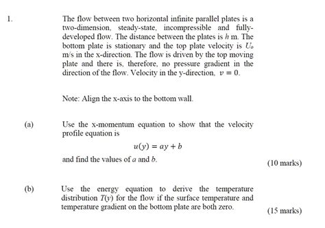 1 the flow between two horizontal infinite parallel plates is a two