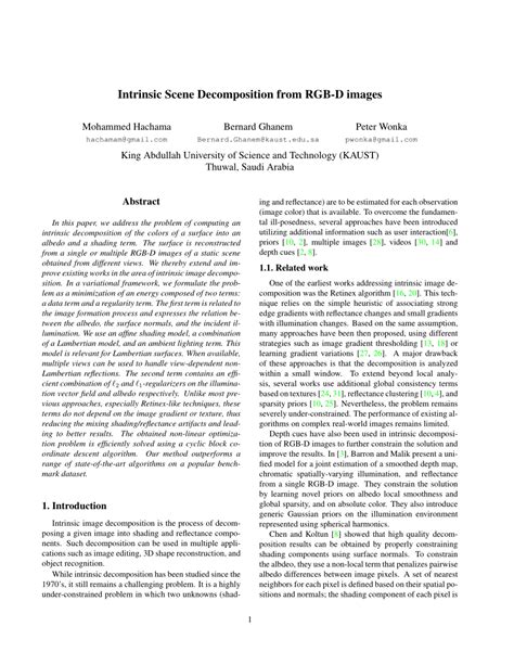 PDF Intrinsic Scene Decomposition From RGB D Images
