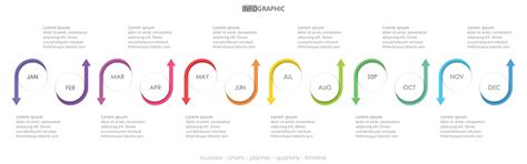 비즈니스 프로젝트 원 위쪽 화살표 아래쪽 타임라인 다이어그램 비즈니스를 위한 인포그래픽 로드맵 템플릿입니다 12개월 현대 타임라인 차트 플래너 다이어그램 달력 프레젠테이션
