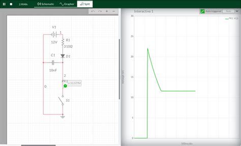 Simulation Why Do I Get A Voltage Spike When Charging A Capacitor Through A Diode