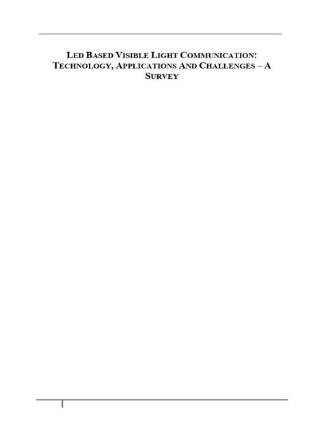 Led Based Visible Light Communication Technology Applications And