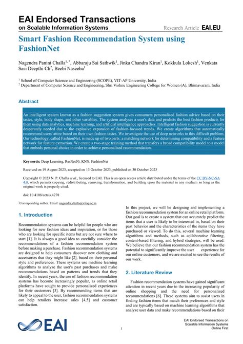 PDF Smart Fashion Recommendation System Using FashionNet
