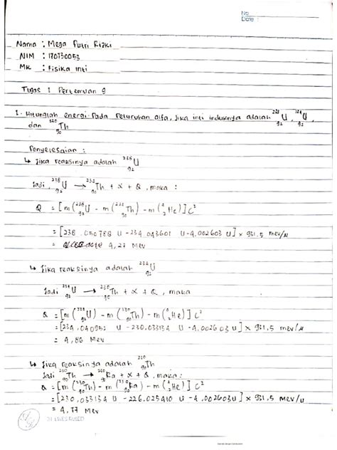 Tugas 1 Fisika Inti Mega Putri Rizki Pdf