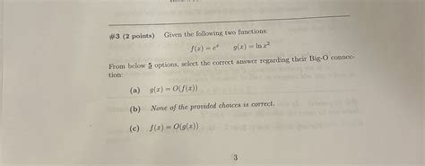 solved 3 2 points given the following two functions