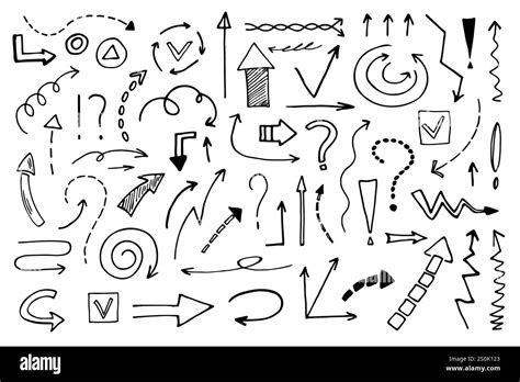 Hand Drawn Signs And Arrows In A Vector A Large Set Of Simple Arrows For Planning Websites And