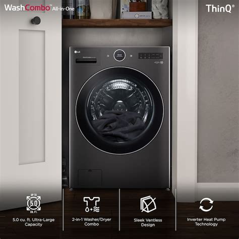 Lg Turbowash360 5 Cu Ft Capacity Black Steel Ventless All In One Washer
