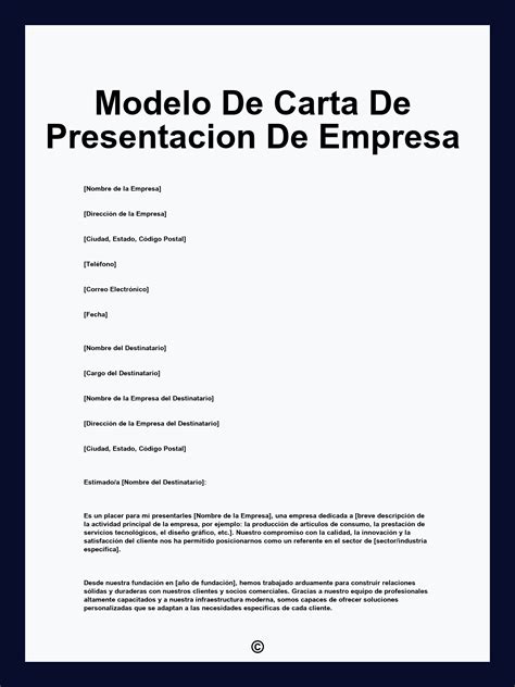 Modelo De Carta De Presentacion De Empresa
