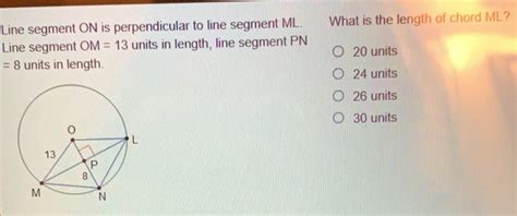 solved line segment on is perpendicular to line segment ml what is