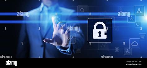 Cyber Security Personal Data Protection Information Privacy Padlock Icon On Virtual Screen