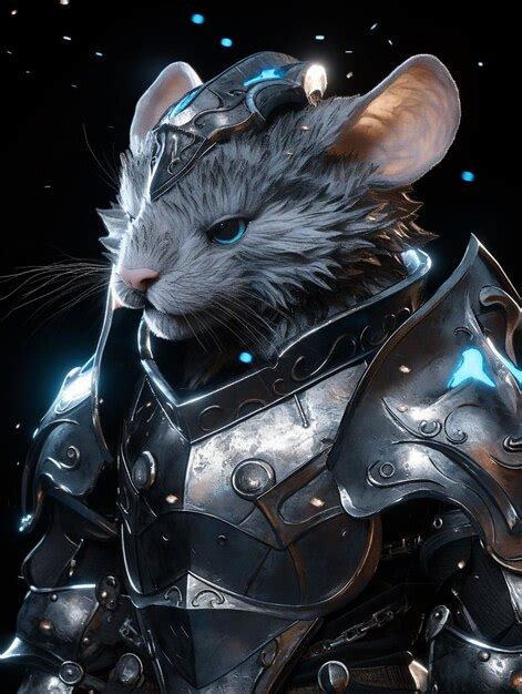 Premium Ai Image A Mouse In A Armor With A Blue Eye