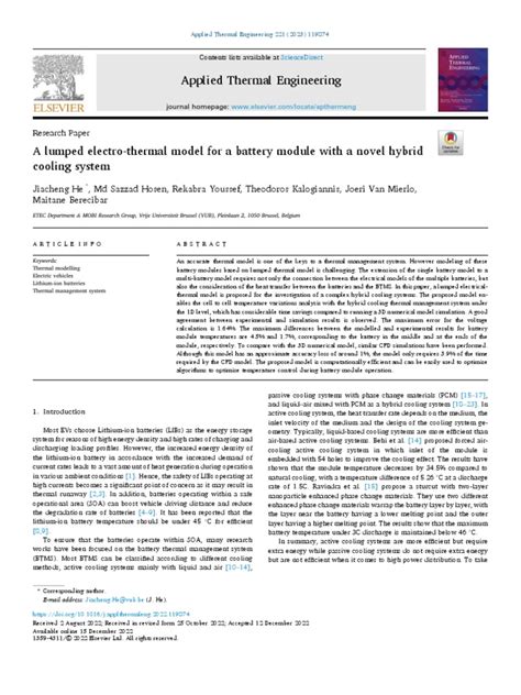 A Lumped Electro Thermal Model For A Battery Module With A Novel Hybrid