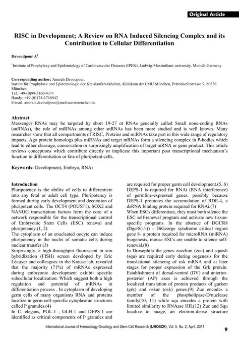 PDF RISC In Development A Review On RNA Induced Silencing Complex And Its Contribution To