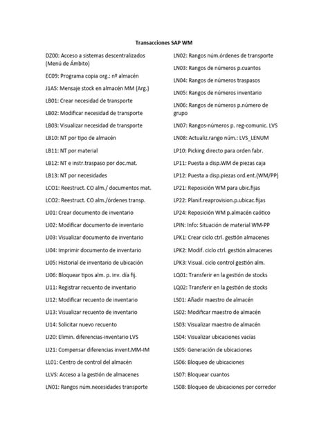 Transacciones Sap Wm Pdf