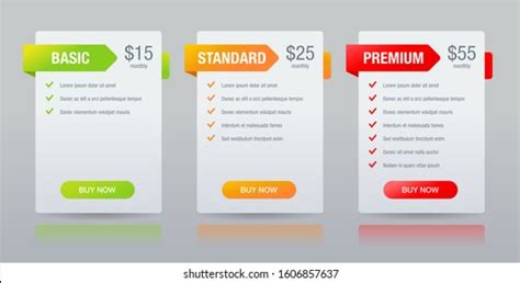 Tariff Comparsion Table Web Ui Template Stock Vector Royalty Free 1606857637 Shutterstock