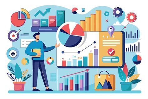 A Person Analyzes Business Data Using Vibrant Graphics And Simple