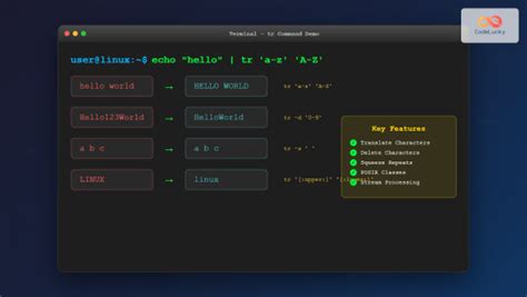 Tr Command In Linux Complete Guide To Character Translation And Deletion Codelucky