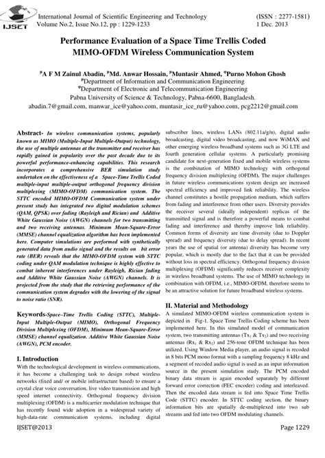 Pdf Performance Evaluation Of A Space Time Trellis Coded Mimo Ofdm