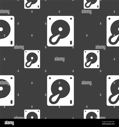 Hard Disk And Database Icon Sign Seamless Pattern On A Gray Background Vector Illustration