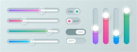Free Vector Scroll Bars Set Brightness Sliders Turn On And Off Toggle