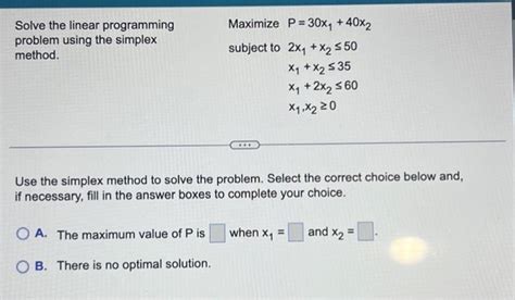 Solve The Linear Programming Problem Using The