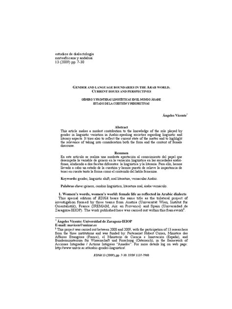 Gender And Language Boundaries In The A Pdf Grammatical Gender Arabic