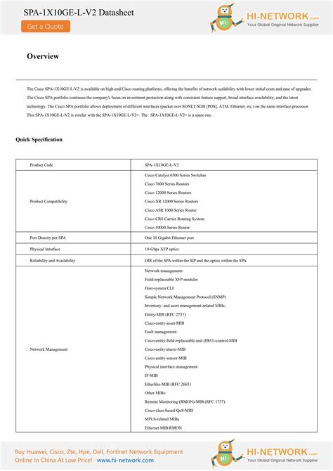 Cisco Spa 1x10ge L V2 Datasheet By Hi Network Issuu