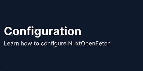 Configuration Nuxt Open Fetch
