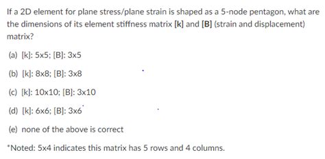 Solved If A 2D Element For Plane Stress Plane Strain Is Chegg Com