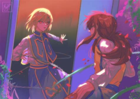 Kurapika And Kurama Art By Miyukiko Rhunterxhunter
