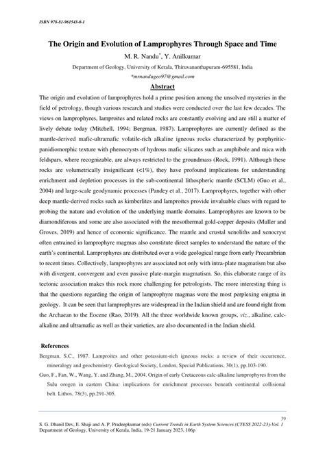 Pdf The Origin And Evolution Of Lamprophyres Through Space And Time