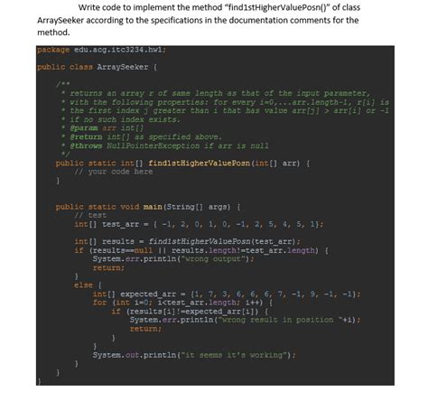 Solved Write Code To Implement The Method
