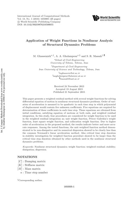 Pdf Application Of Weight Functions In Nonlinear Analysis Of
