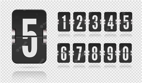 Premium Vector Set Of Flip Scoreboard Numbers Floating With Reflections Vector Template For