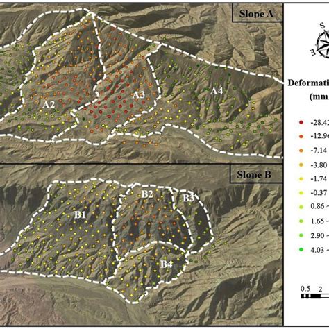 Time Series Of Deformation At Point P1 On Slope A And Point P2 On Slope