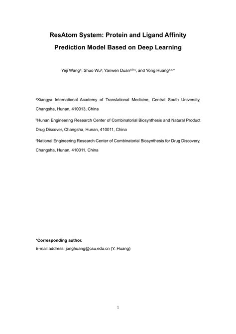 Pdf Resatom System Protein And Ligand Affinity Prediction Model Based On Deep Learning