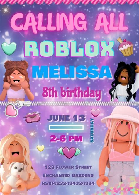 Roblox Girl Invitation Template Postermywall